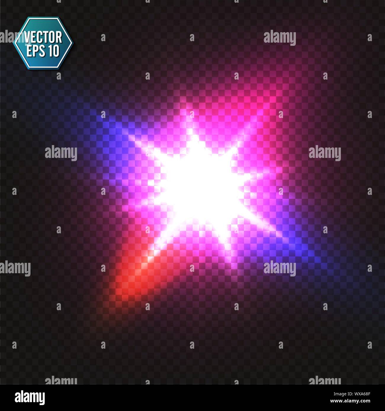 Collision of two forces with red and blue light. Vector illustration ...