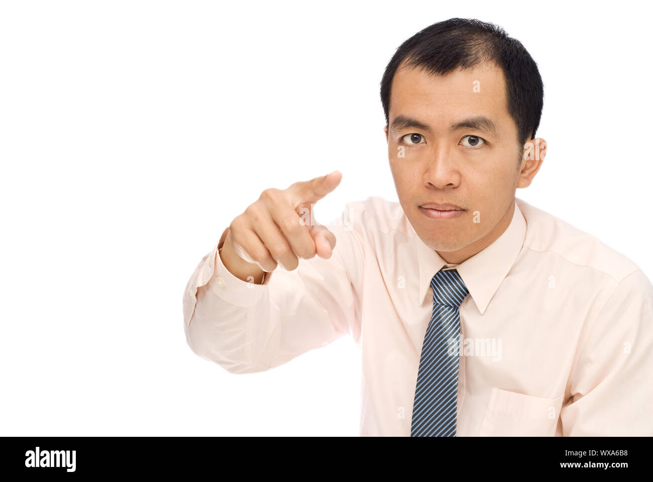 Businessman point at you on white background Stock Photo - Alamy