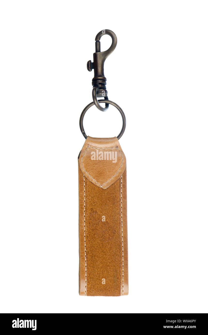 Leather key chain isolated on white background Stock Photo - Alamy