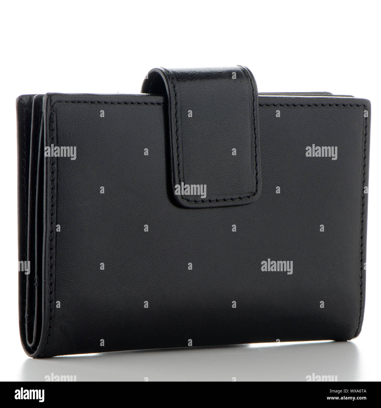 Black leather purse isolated on white background Stock Photo - Alamy