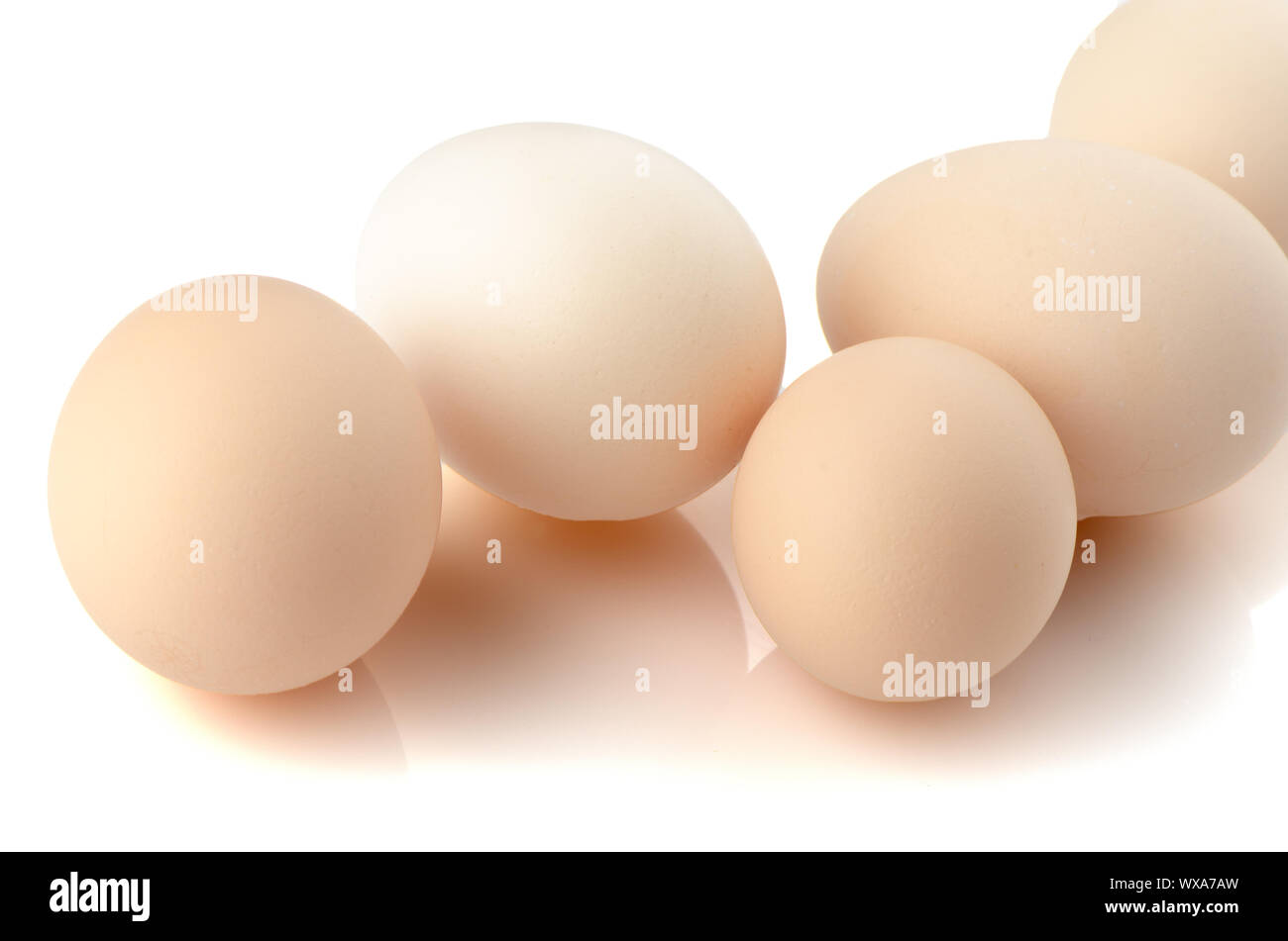 Five eggs isolated on white background Stock Photo - Alamy