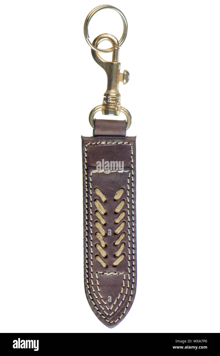 Leather key chain isolated on white background Stock Photo - Alamy