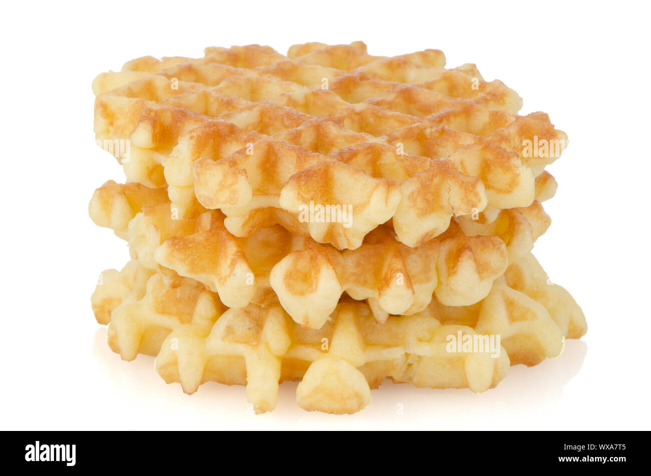 Pile of sweet waffles isolated on white background Stock Photo - Alamy