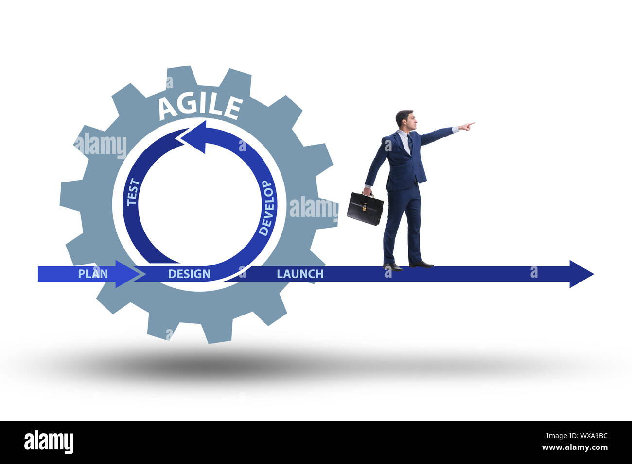 Businessman in agile methods concept Stock Photo - Alamy
