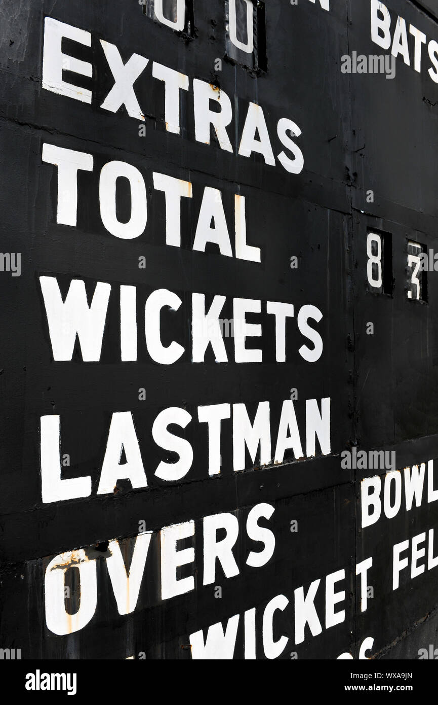 Old scoreboard used for the sport of cricket Stock Photo - Alamy