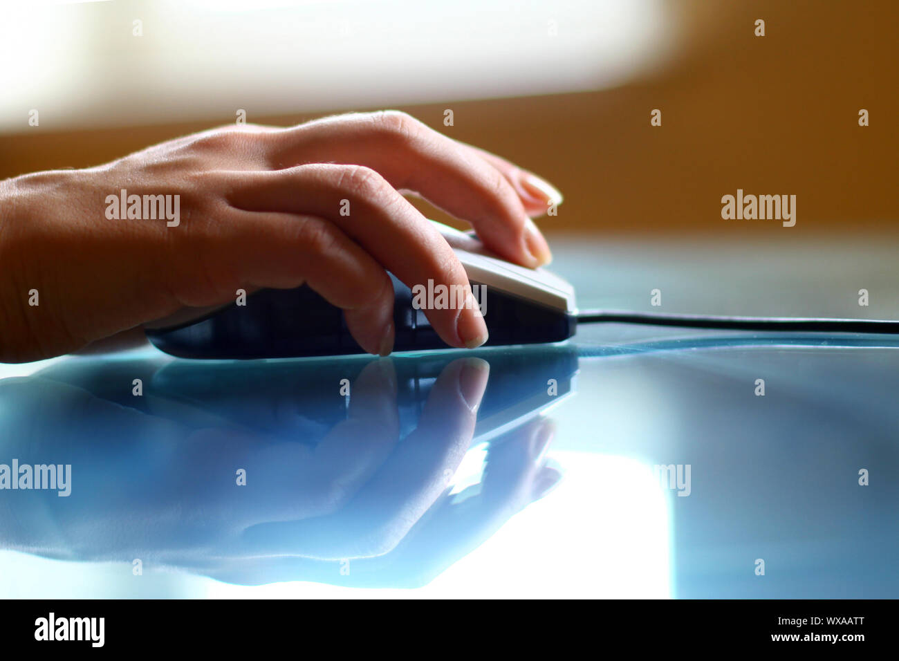 mouse work hand work background Stock Photo - Alamy