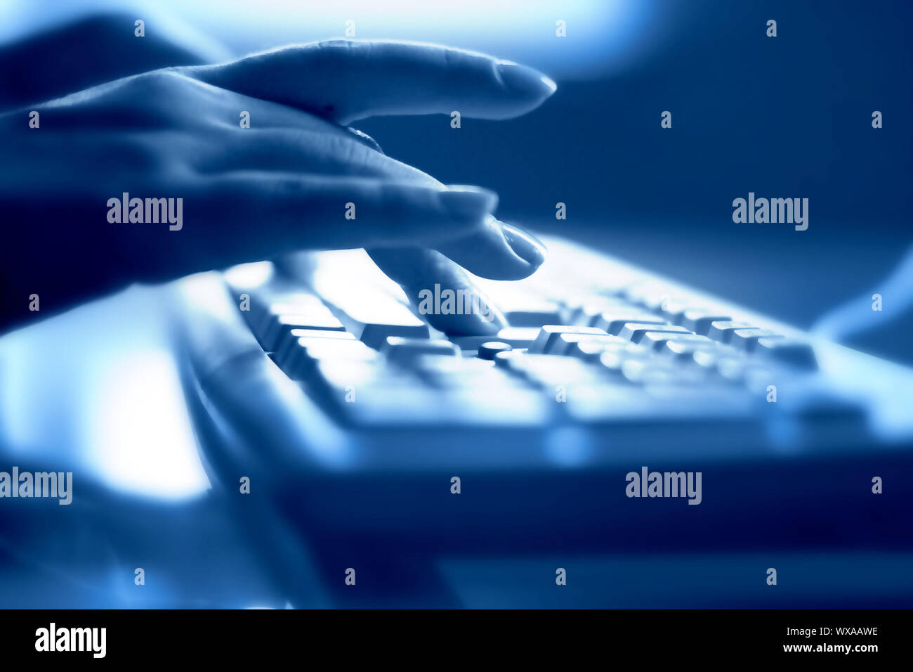 keyboard work hand background Stock Photo - Alamy