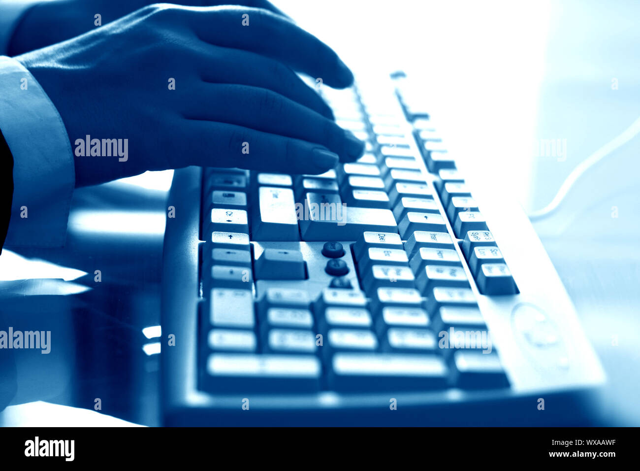 keyboard work hand background Stock Photo - Alamy