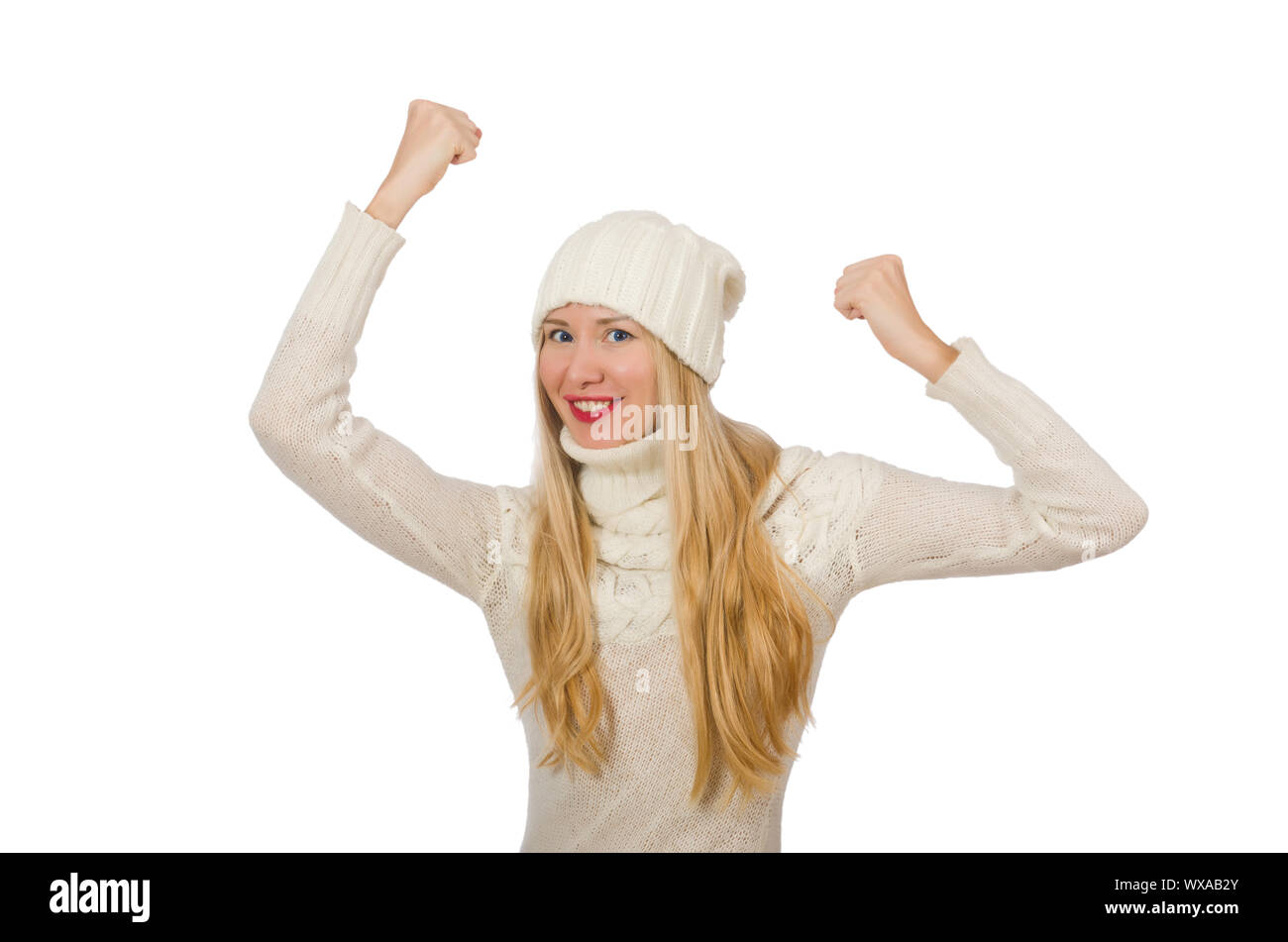 Joyful woman wearing white jacket hi-res stock photography and images ...