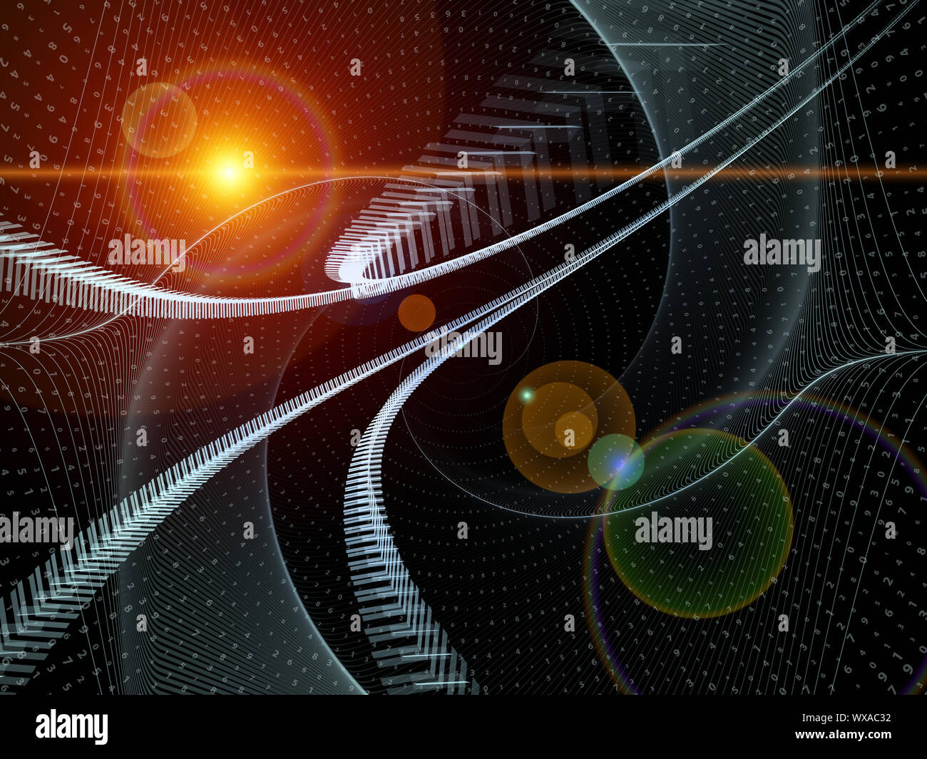 Digital Streams series. Background design of numbers, lights and design ...