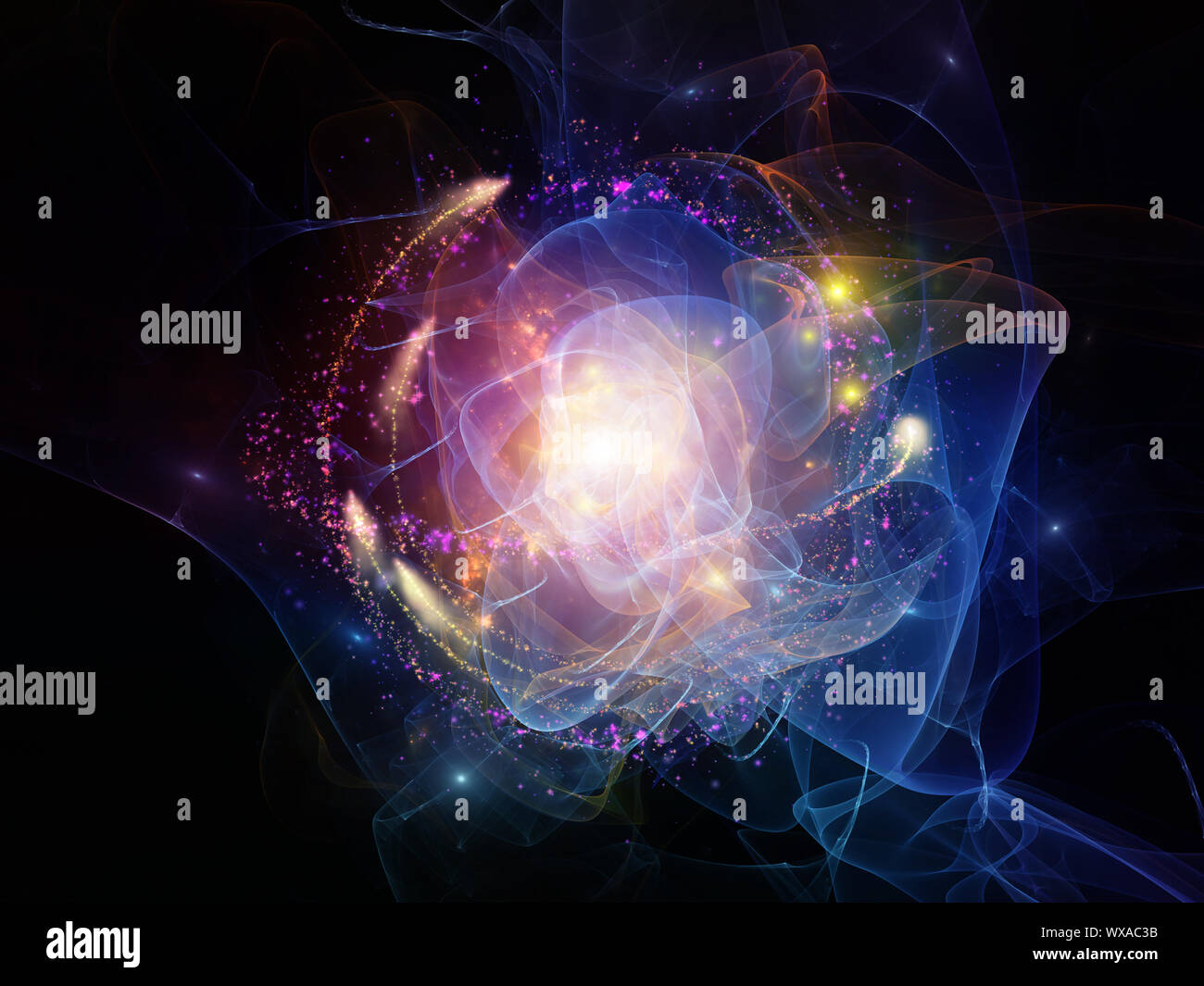 Abstract design made of lights, fractal flames and abstract elements on ...
