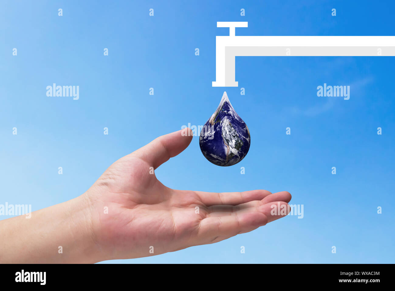 Save water concept, world water day, hand and tap, Elements of this ...
