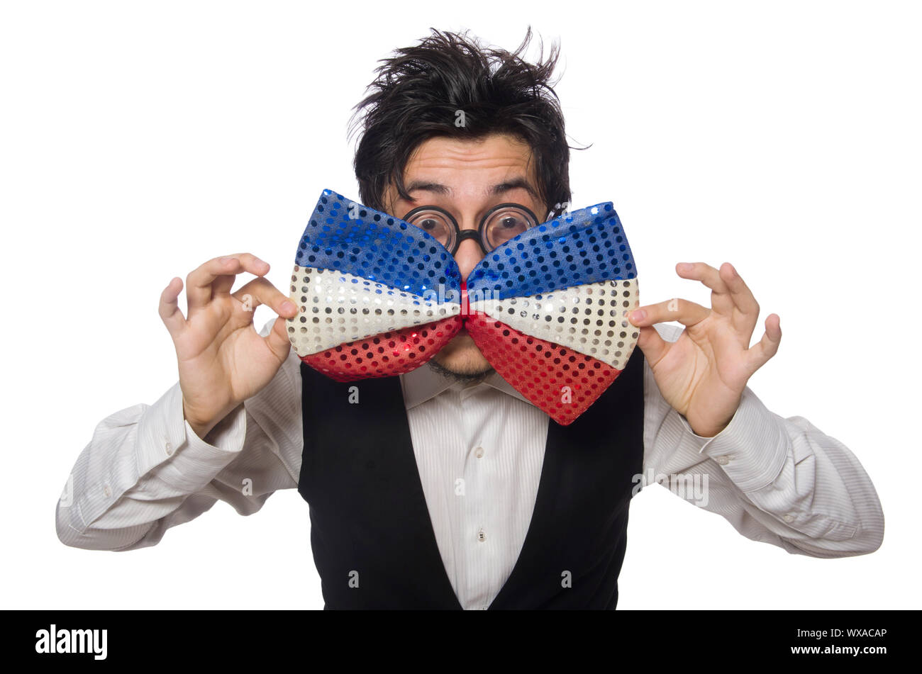 Funny man with giant bow tie Stock Photo - Alamy
