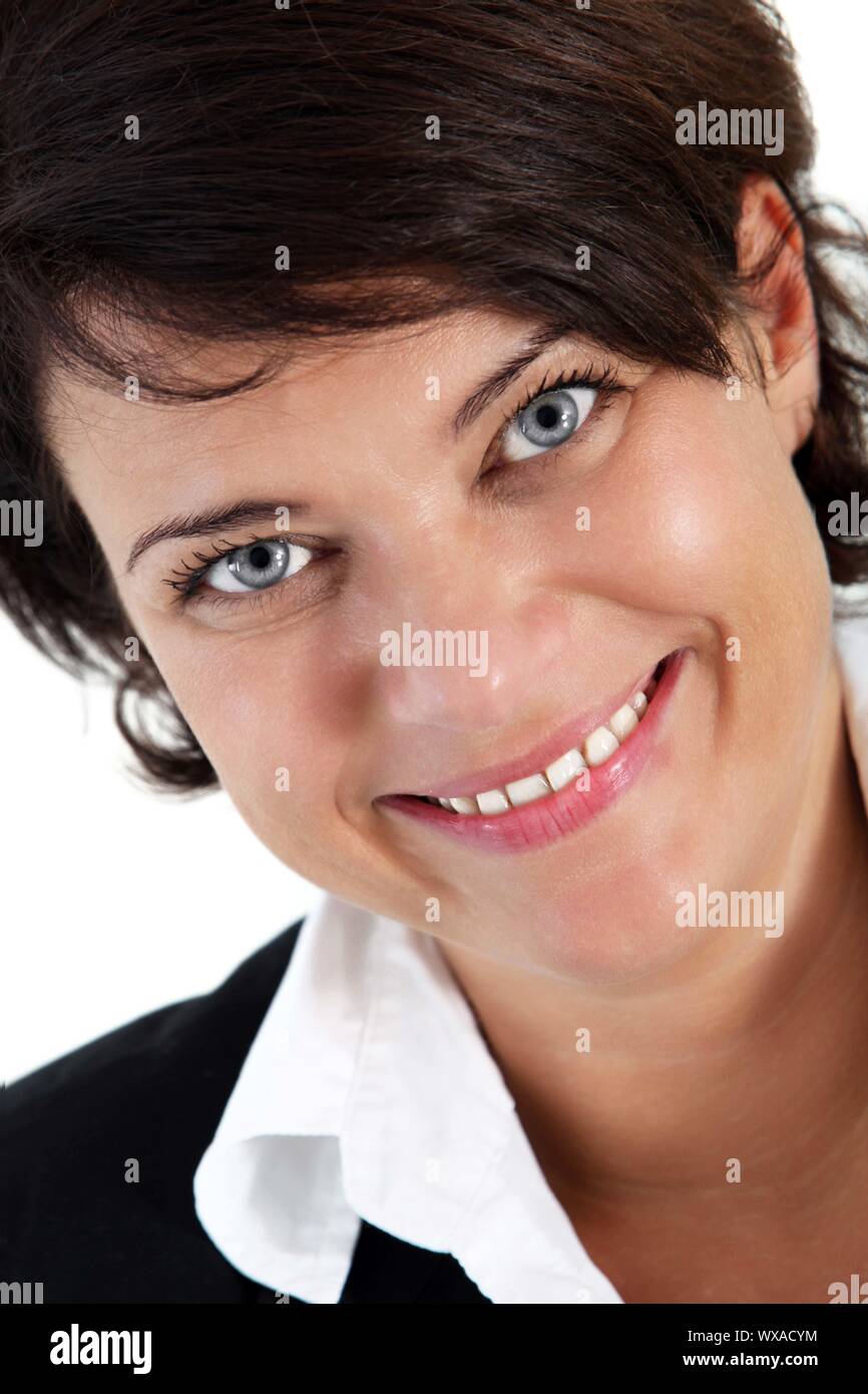 Happy portrait of beautiful smiling woman's face Stock Photo - Alamy