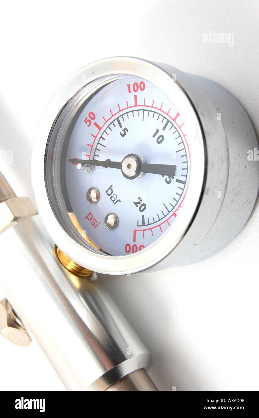 high pressure barometer of a pump on white background Stock Photo - Alamy