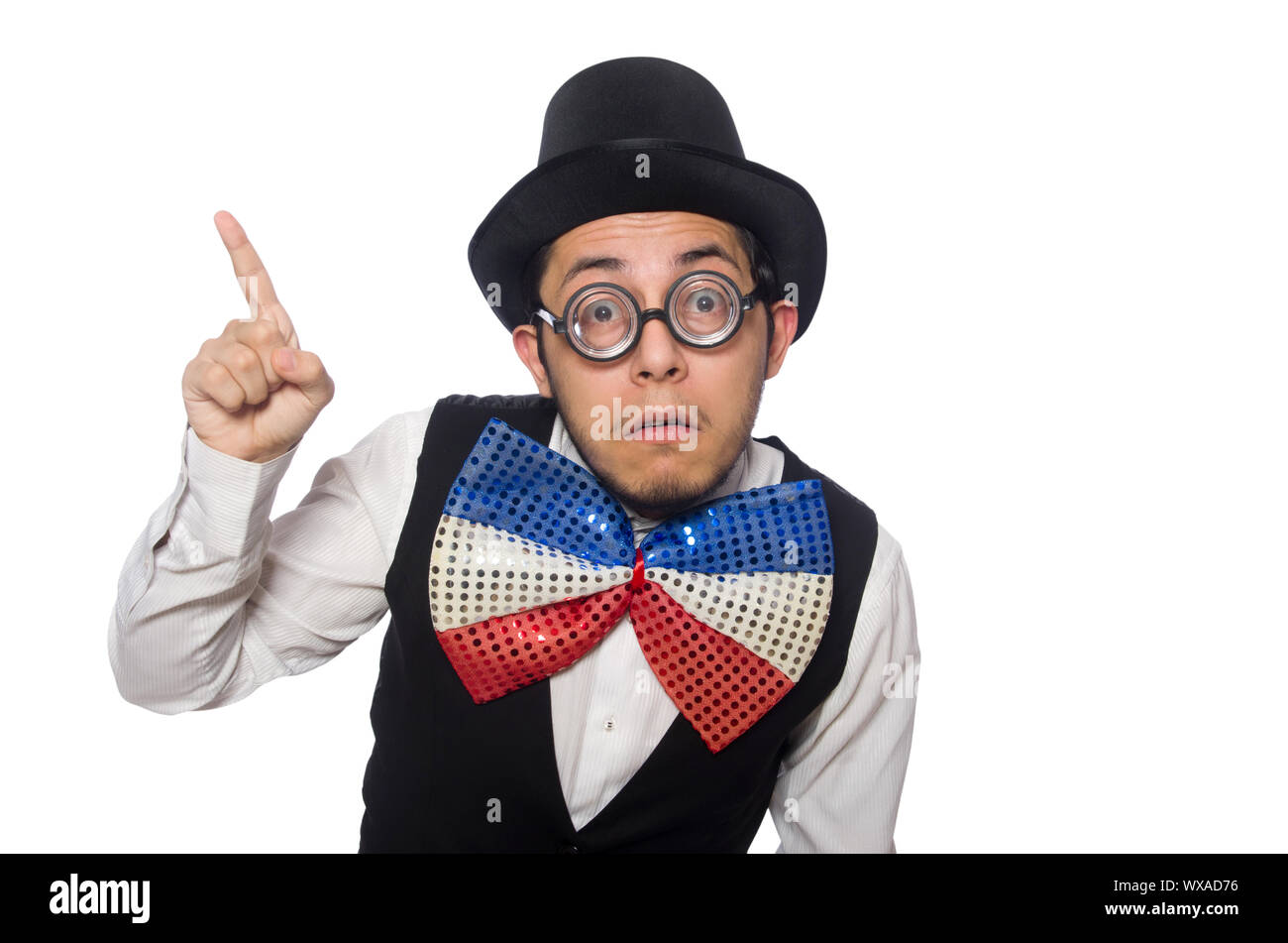 Funny man with giant bow tie Stock Photo - Alamy