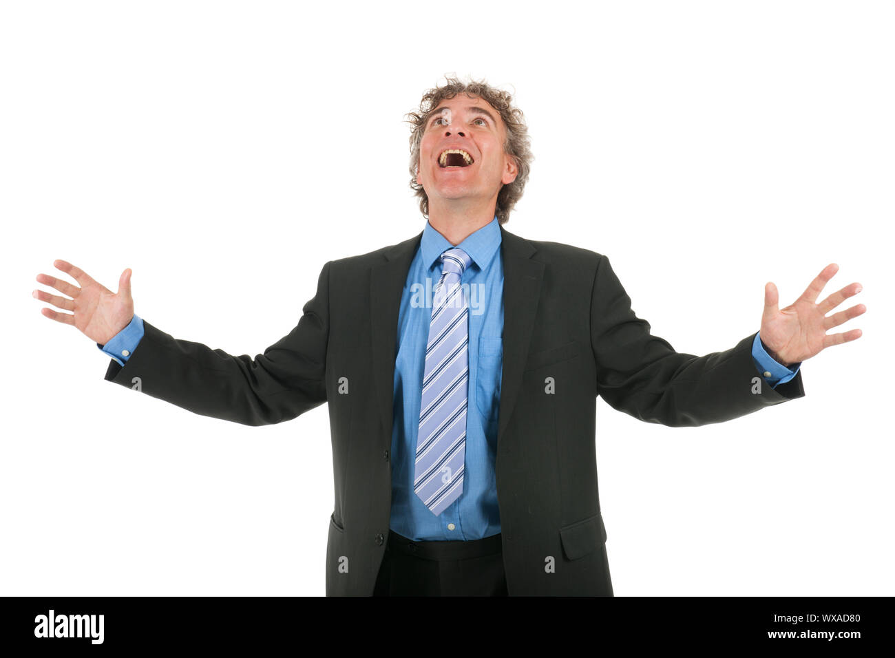 Handsome business man agitated in studio Stock Photo - Alamy