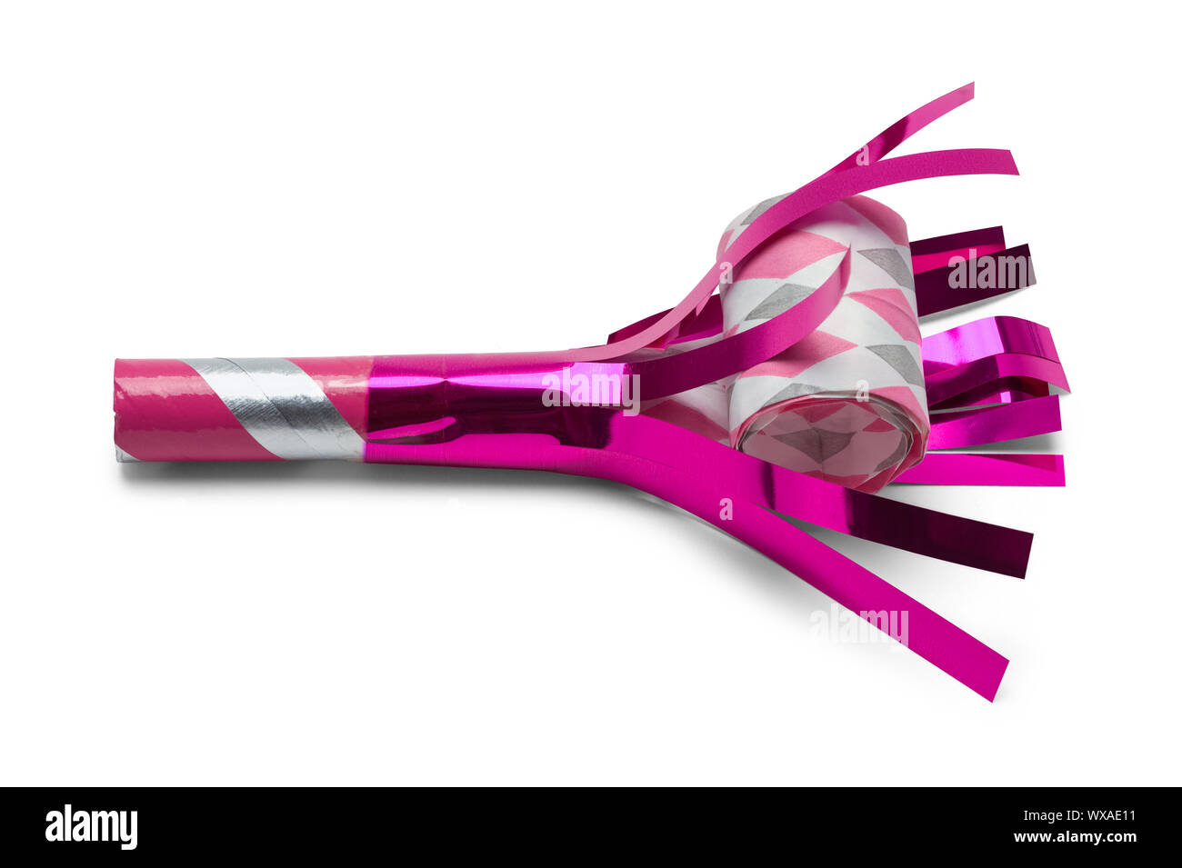 Pink Party Blower Isolated on White Background Stock Photo - Alamy