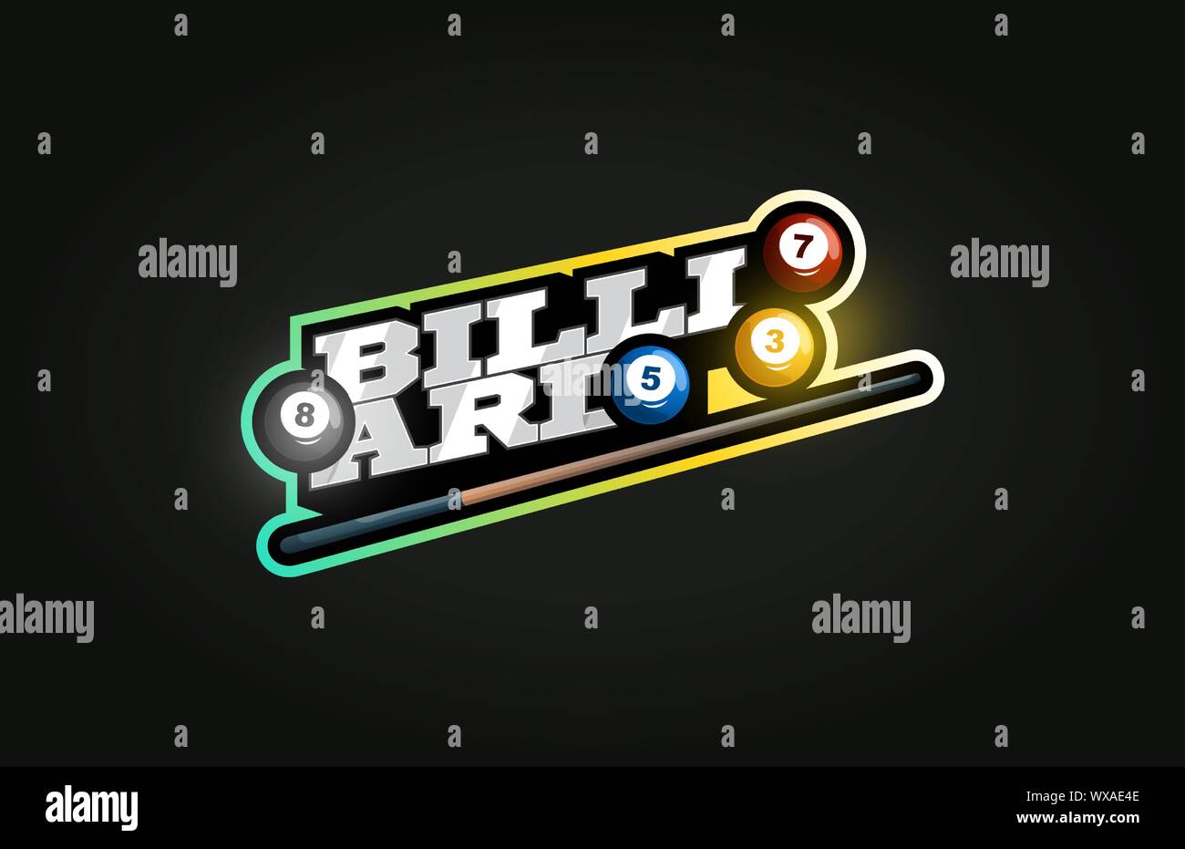 Billiard mascot Modern professional sport Typography in retro style ...