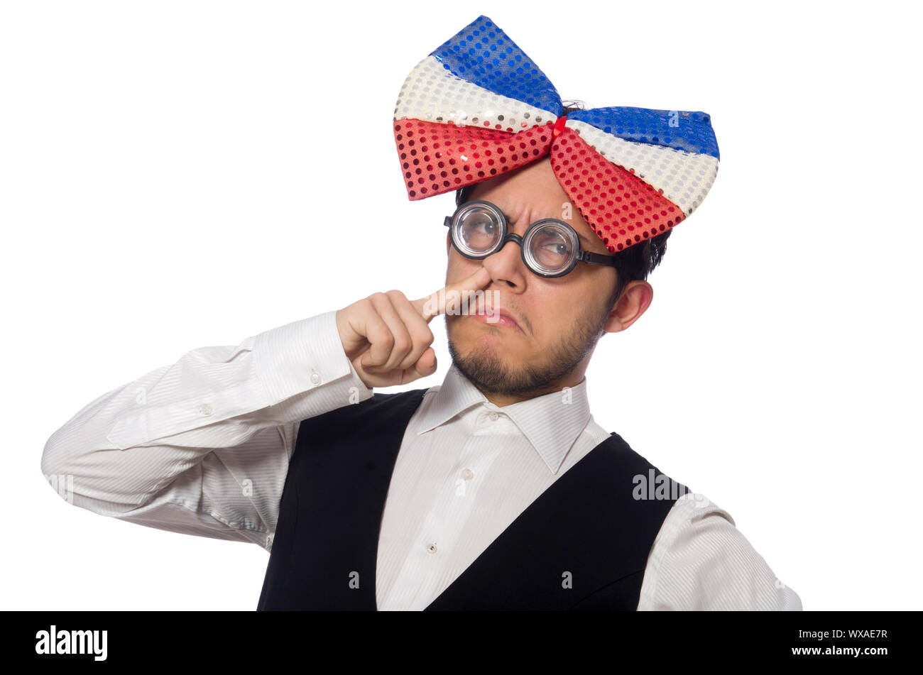 Funny man with giant bow tie Stock Photo - Alamy