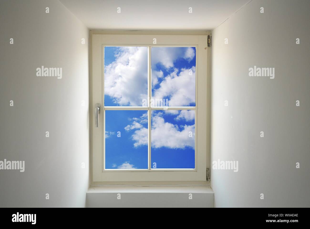 window and blue sky showing freedom concept with copyspace Stock Photo ...