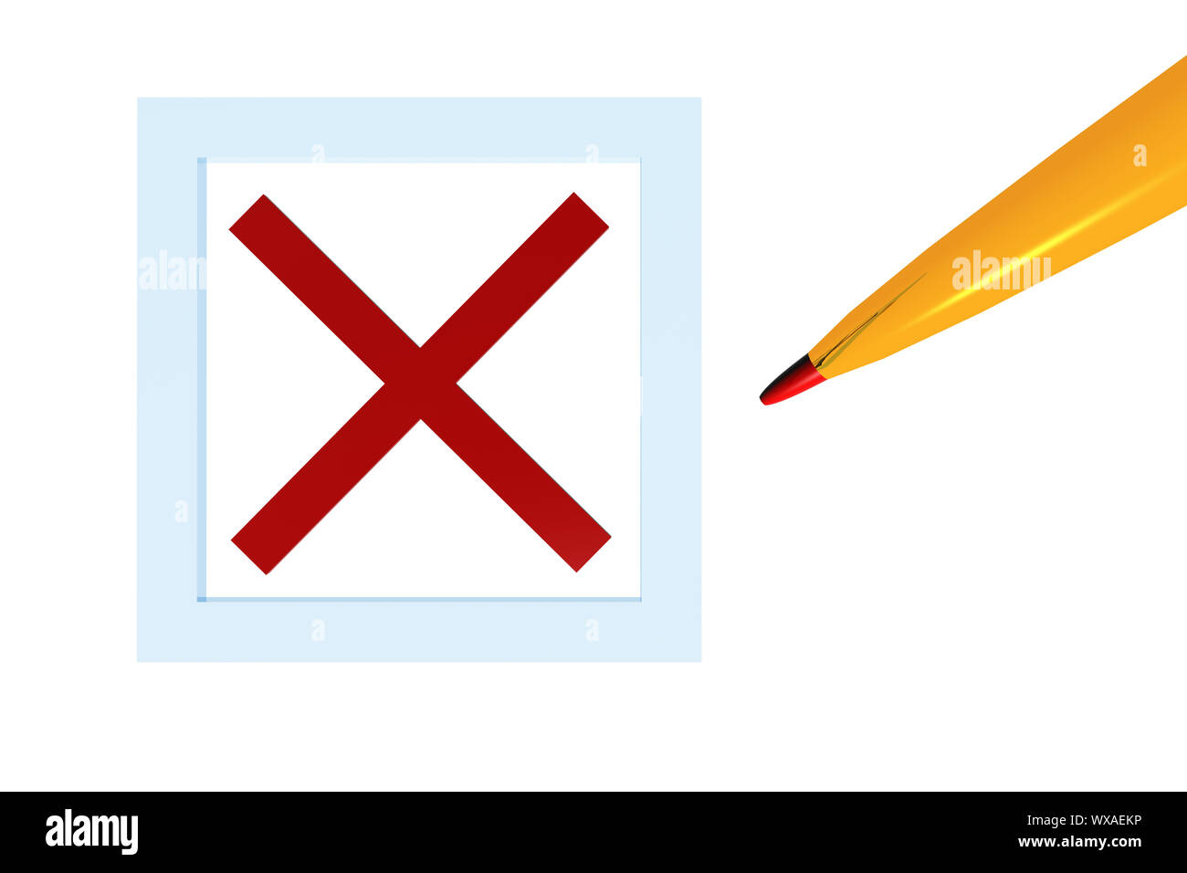 X Checked Box 3d concept icon Stock Photo - Alamy