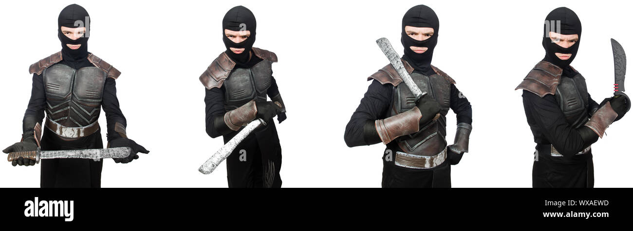 Young funny man in armour suit Stock Photo - Alamy