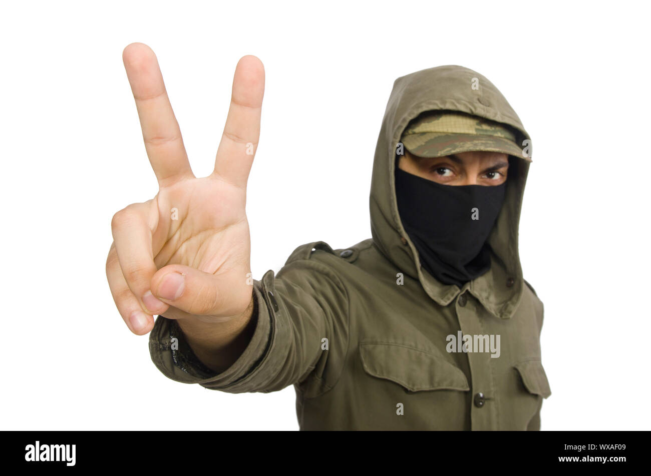 Criminal wearing mask isolated on white Stock Photo - Alamy