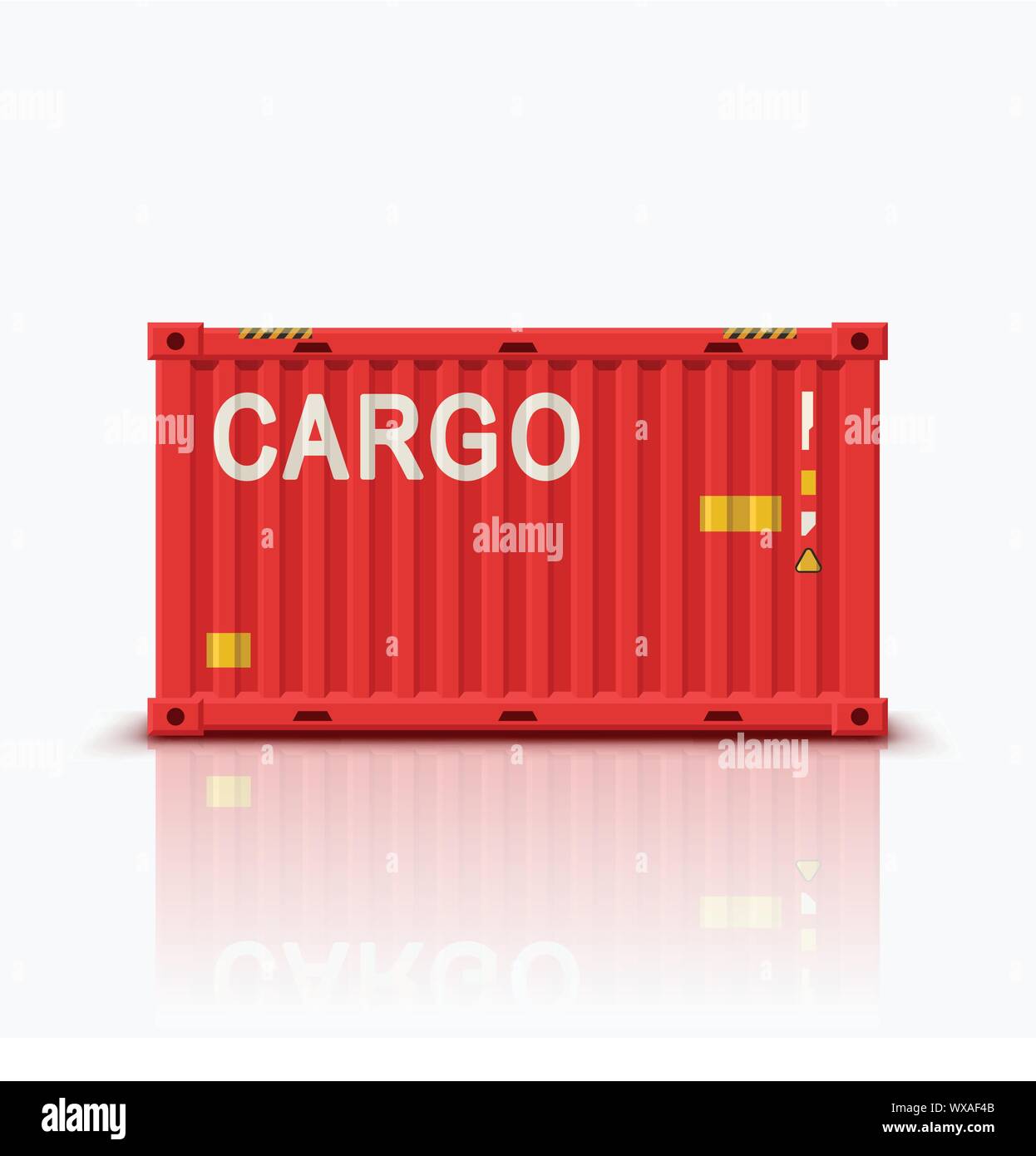 illustration of red cartoon container with shadow and reflection on ...