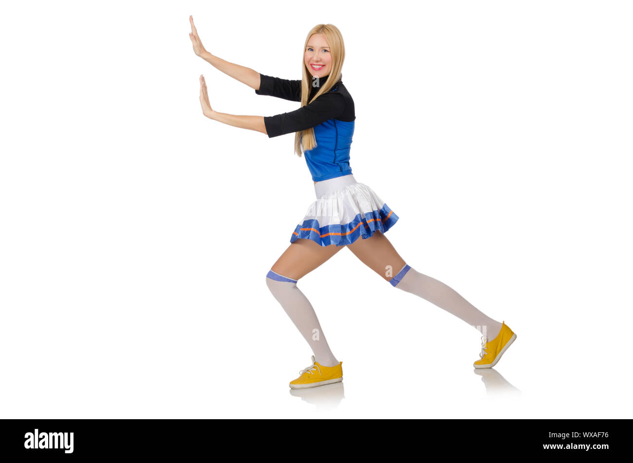 Cheerleader isolated on the white background Stock Photo - Alamy
