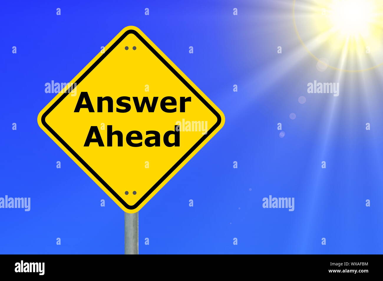 solution or answer for your business problem shown by road sign Stock ...