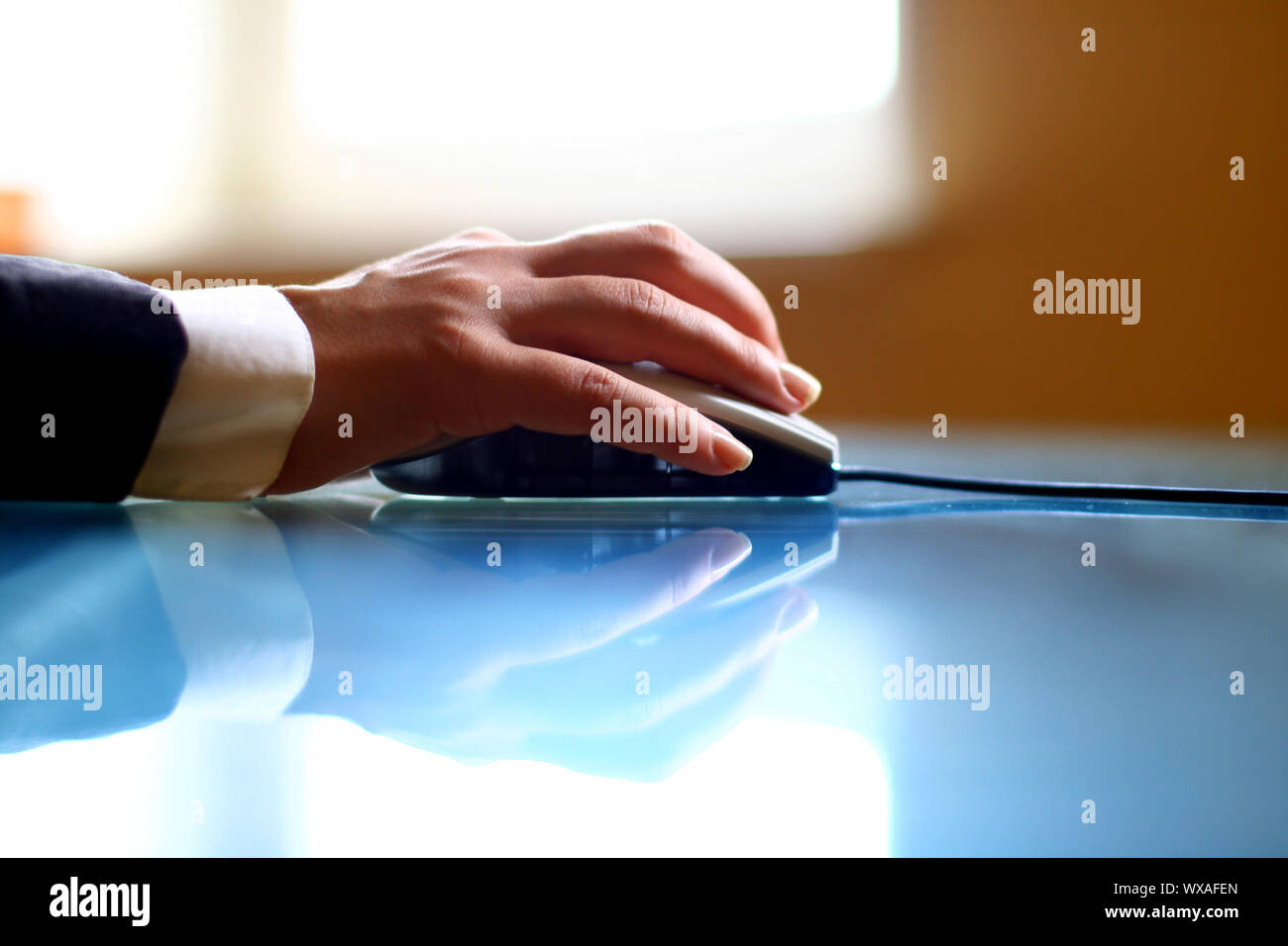 mouse work hand work background Stock Photo - Alamy