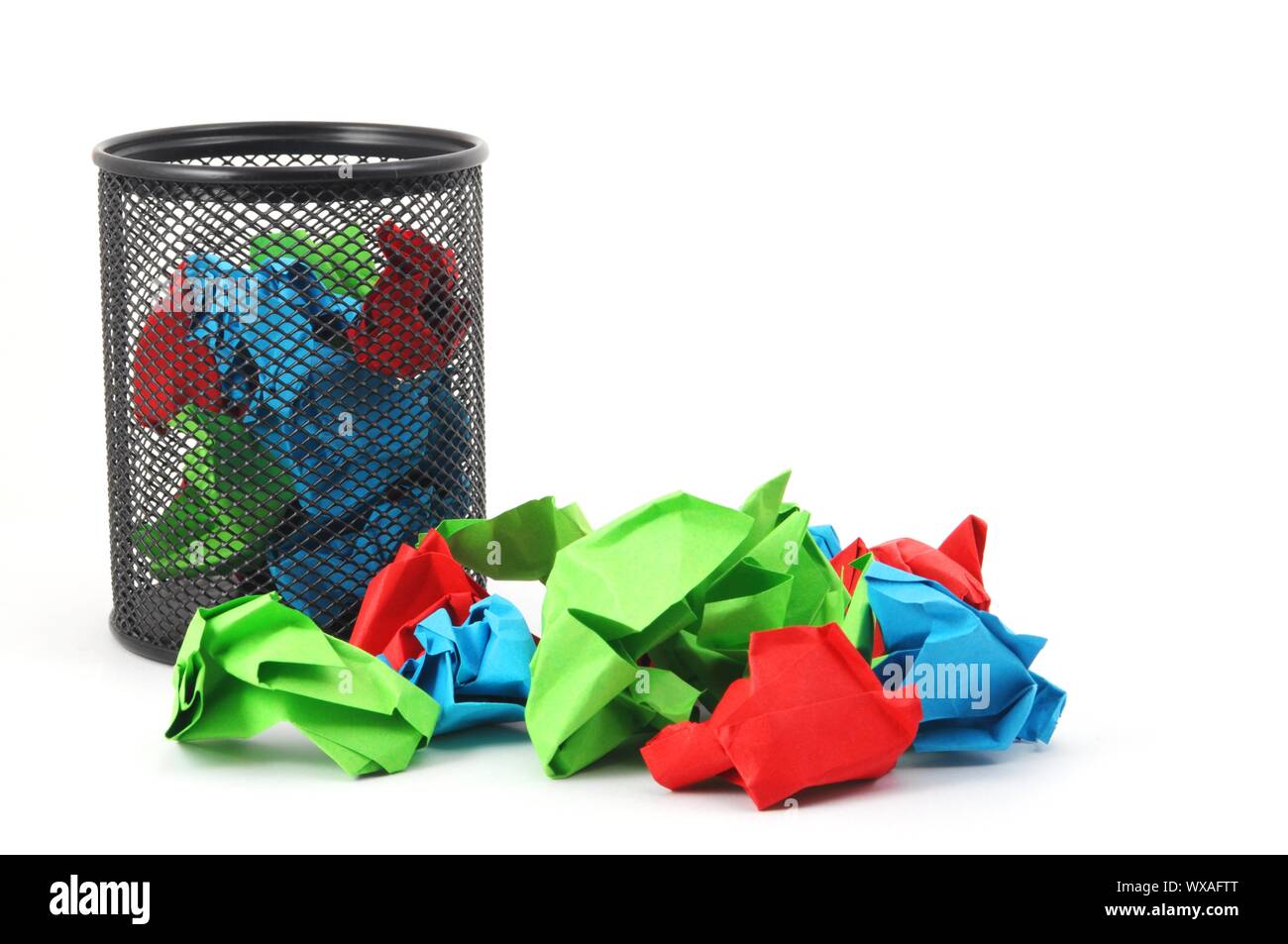 trash or rubbish paper in basket isolated on white background Stock ...