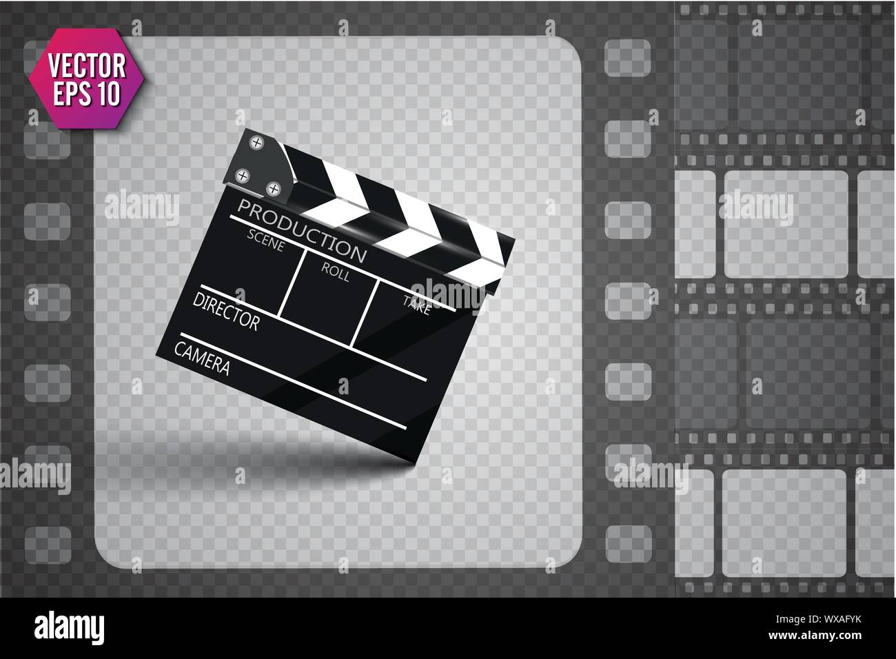 Clapper board on transparent background. Movie clapper Stock Vector ...