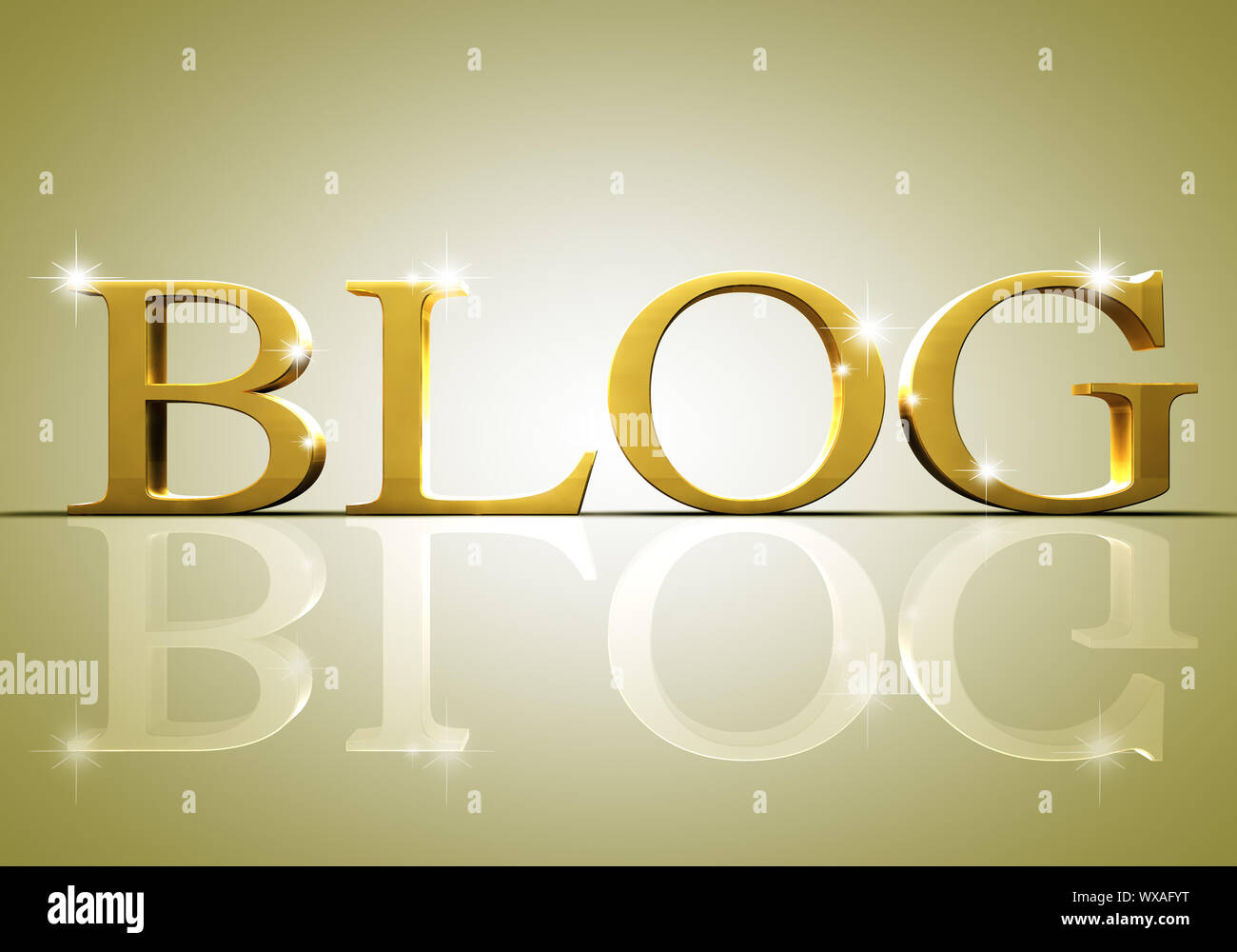 3d blog text in gold Stock Photo - Alamy