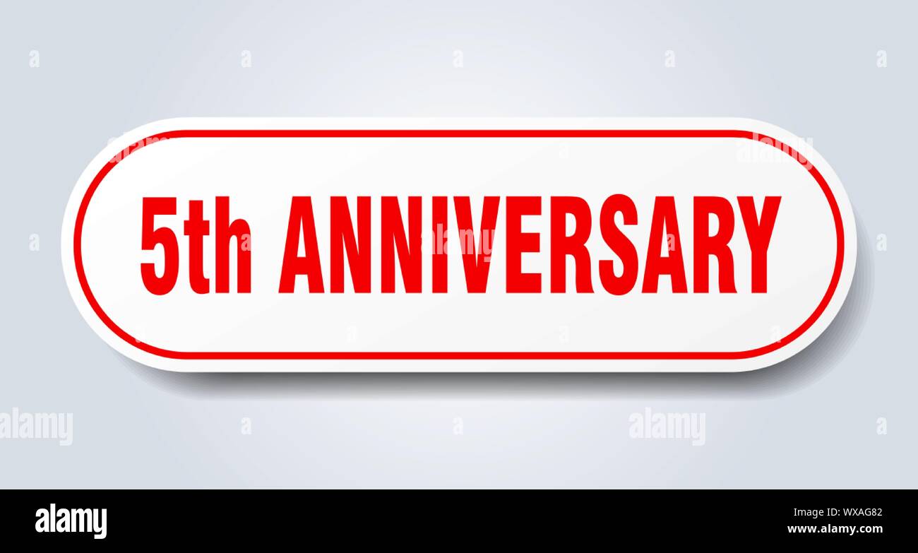 5th anniversary sign. 5th anniversary rounded red sticker. 5th ...