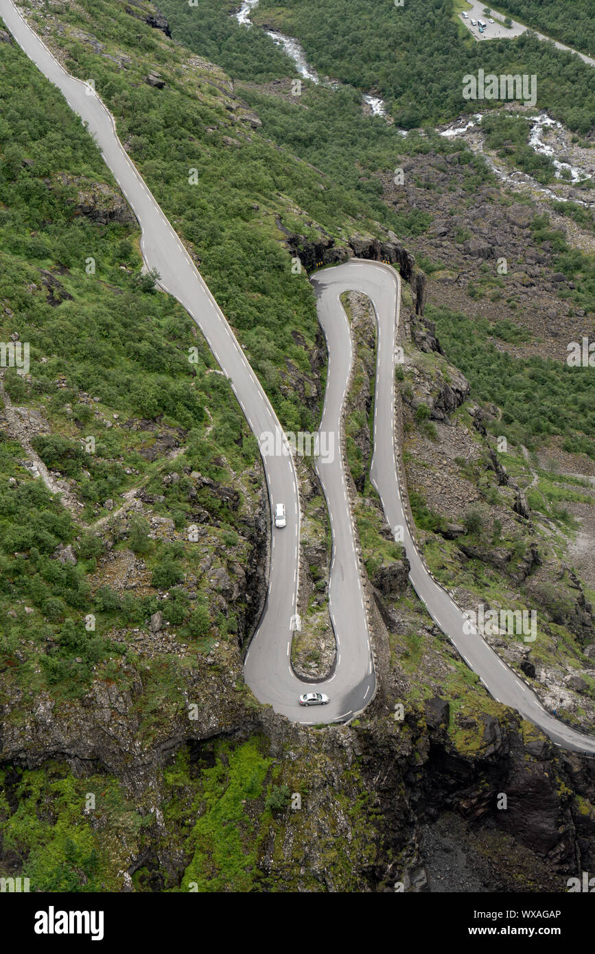 Serpentines of the Trollstigen pass road in Norway Stock Photo - Alamy