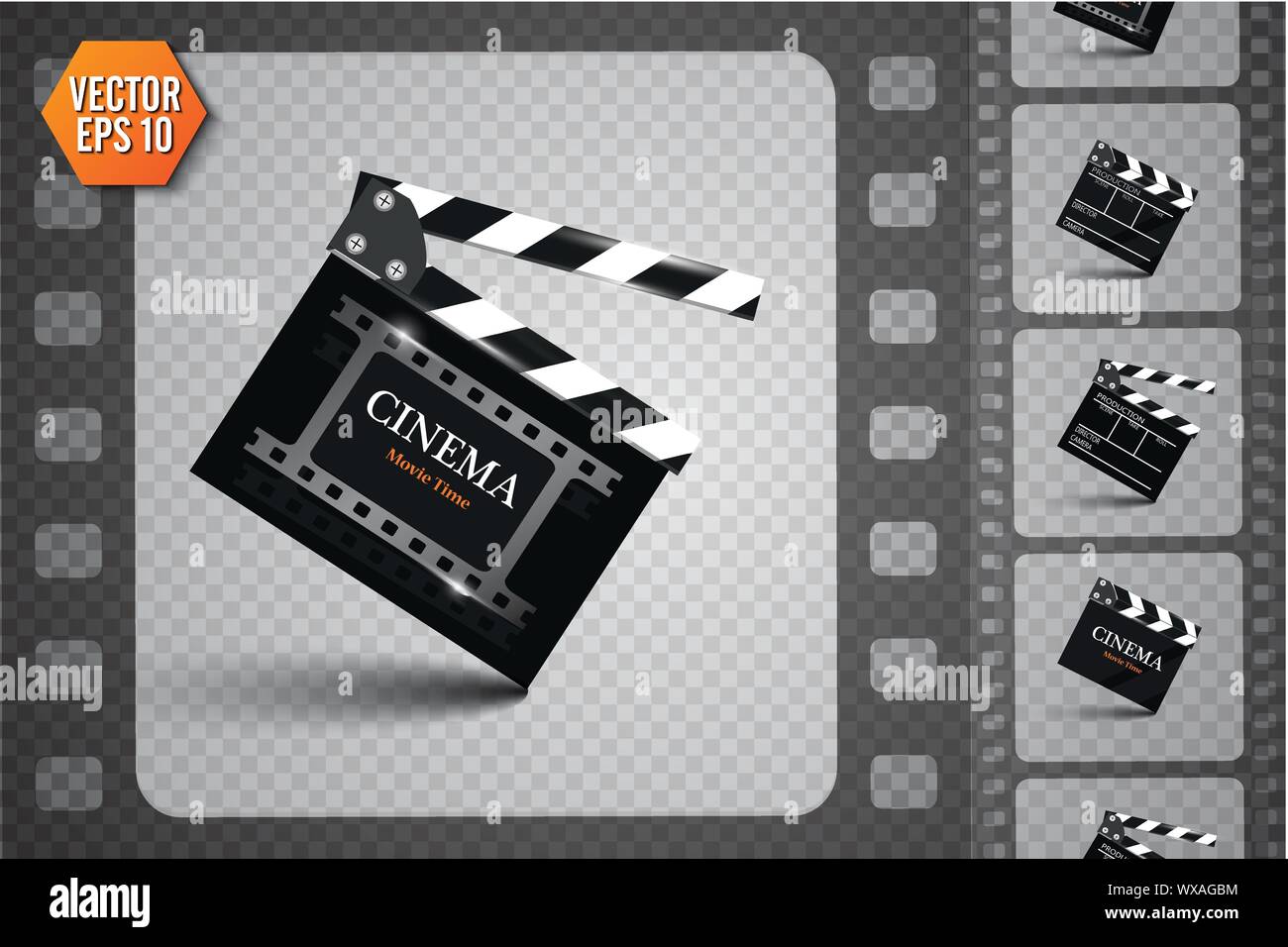 Clapper board on transparent background. Movie clapper Stock Vector ...