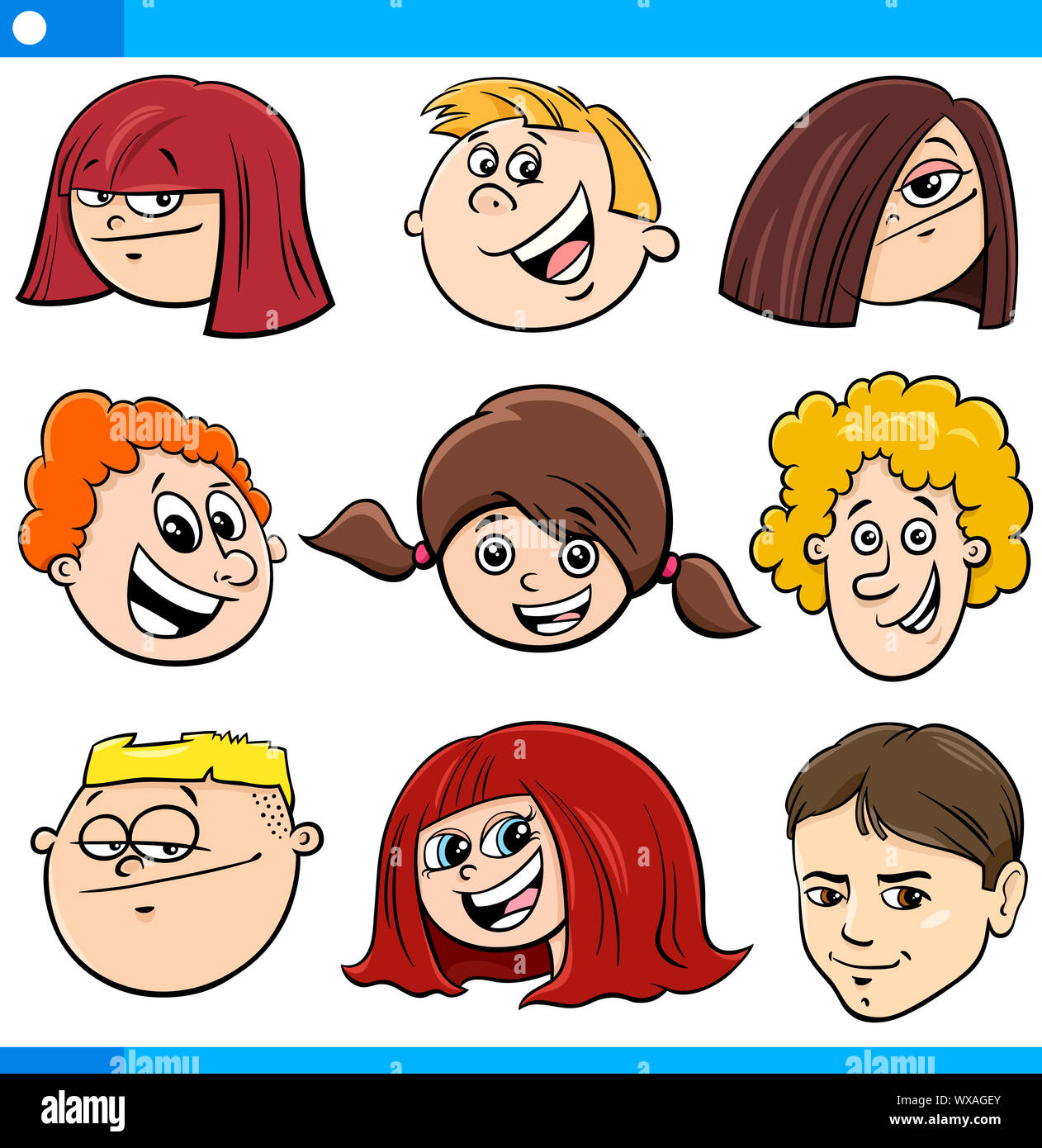 children or teenagers cartoon characters set Stock Photo - Alamy