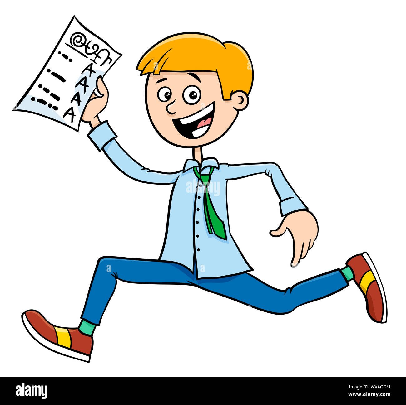 boy with school certificate or grade report Stock Photo - Alamy
