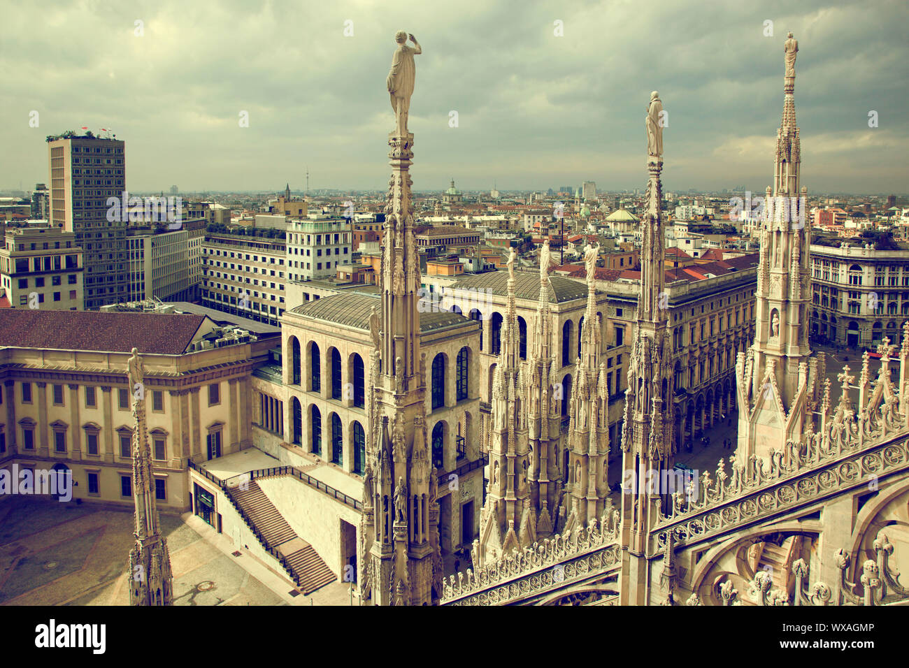 Milan, Italy architecture. View from Milan Cathedral on Royal Palace of ...