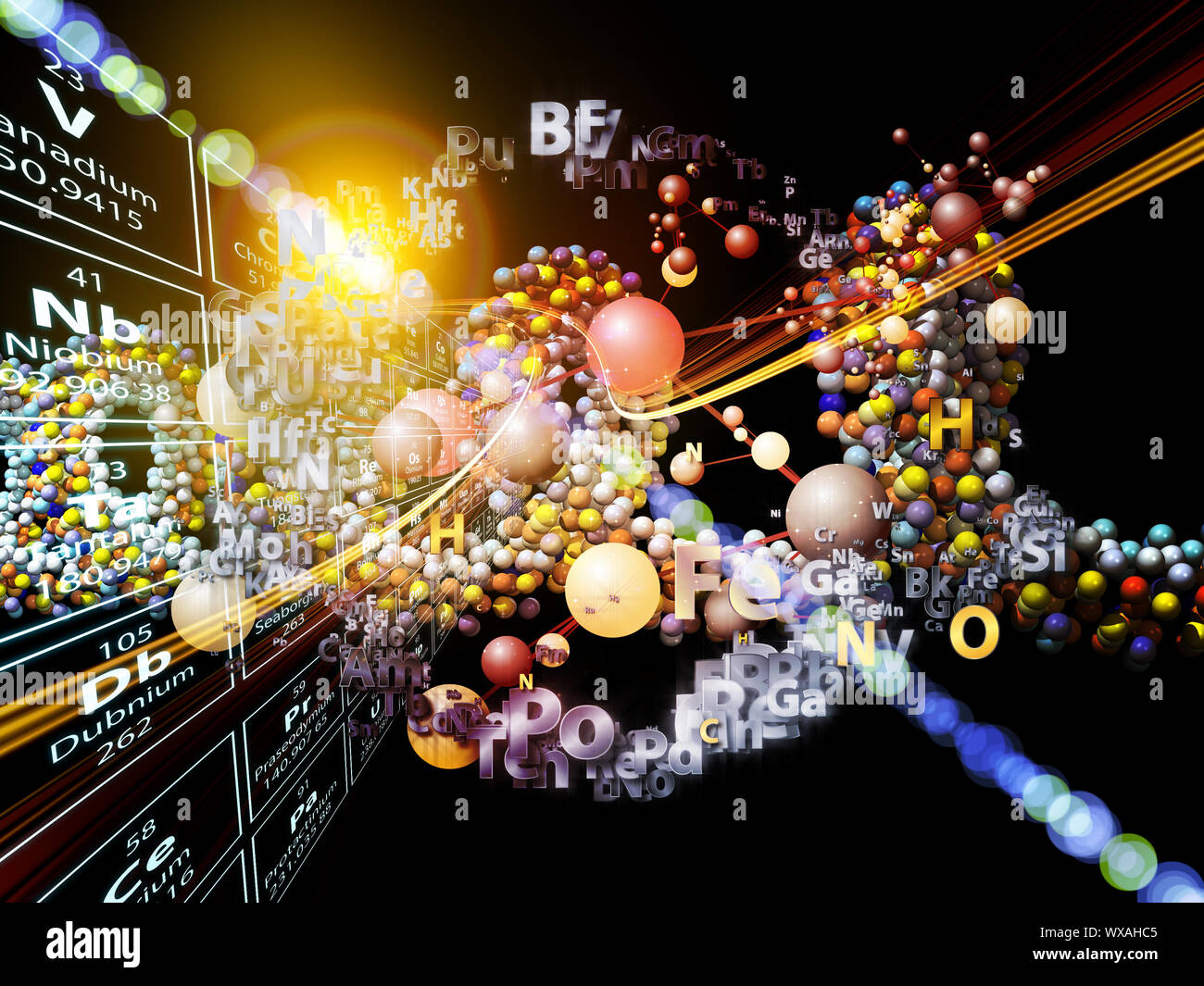 Chemical Splash series. Composition of chemical icons, fractal graphics ...