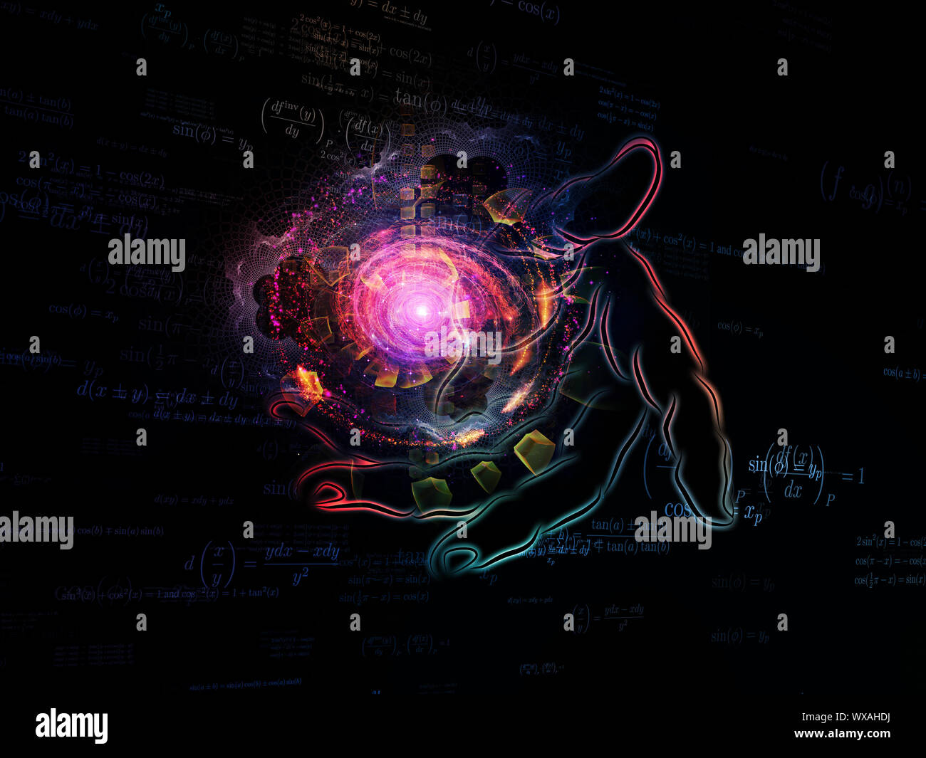 Hand of Technology series. Background composition of human hand and ...