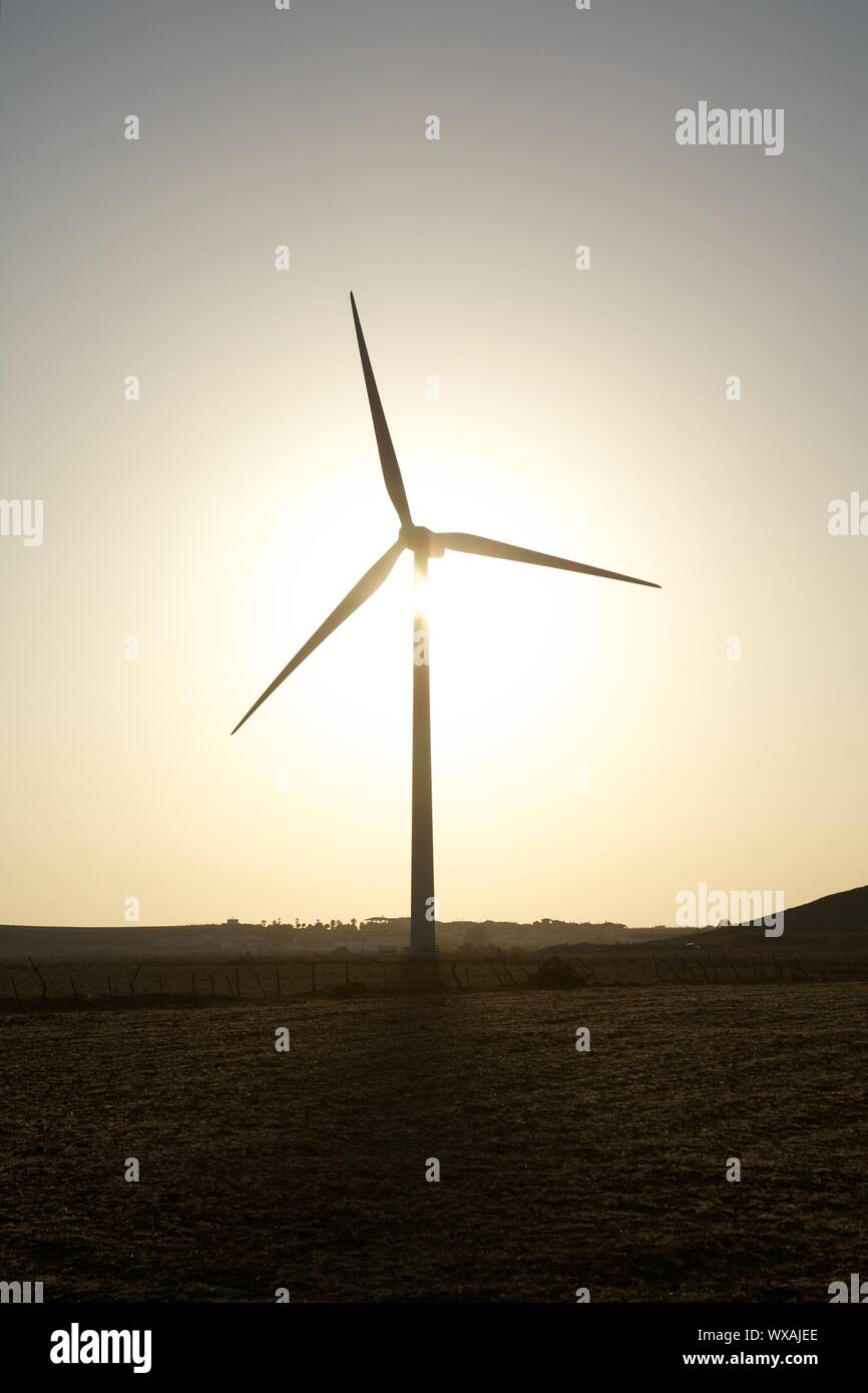 wind power mills next to Zahara village at Cadiz Andalusia in Spain ...