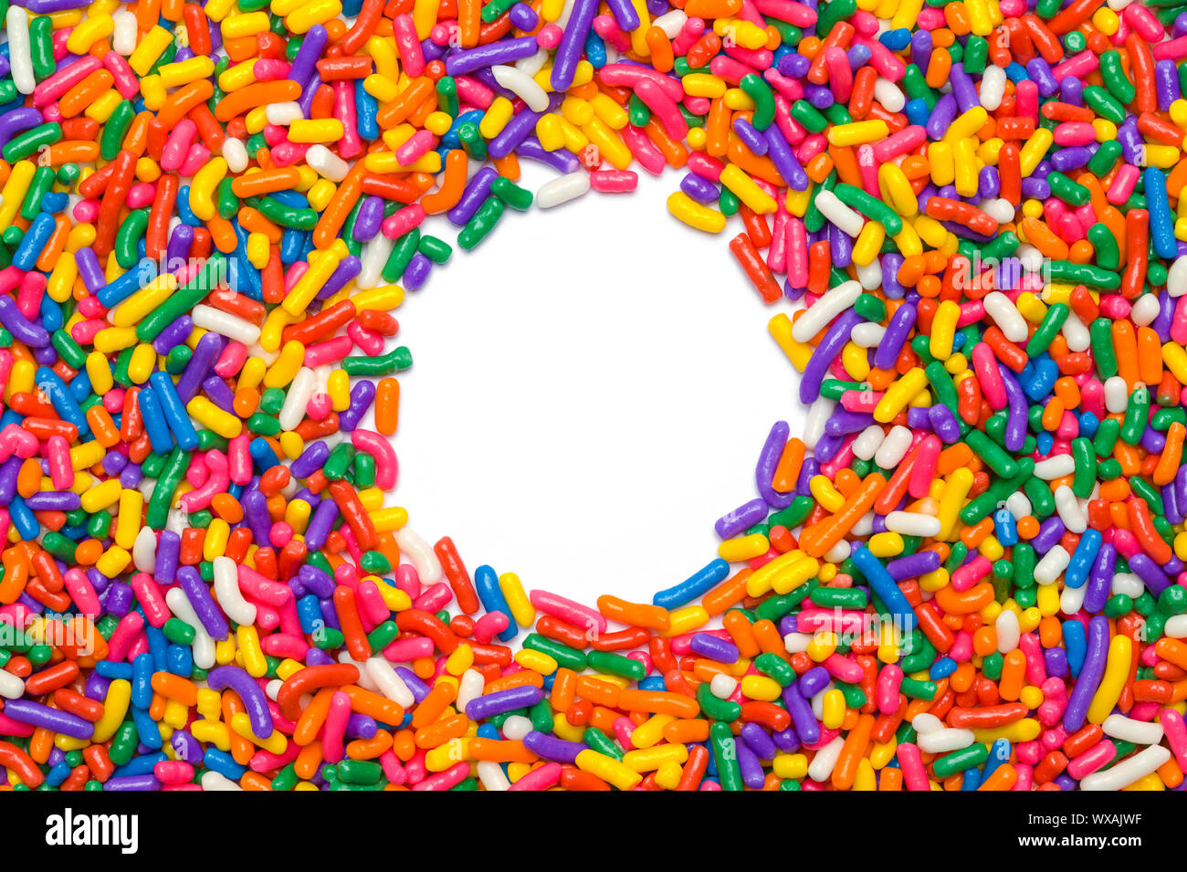 Sprinkles Background With Hole Isolated on White Background Stock Photo ...