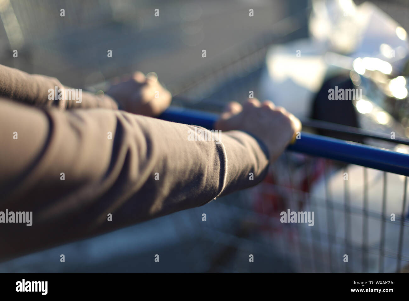 take cart in hands go shoping Stock Photo - Alamy