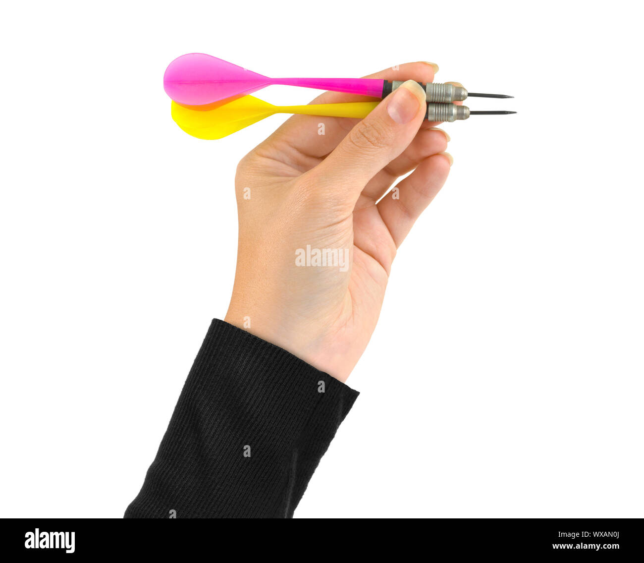 Two arrows darts in hand Stock Photo - Alamy