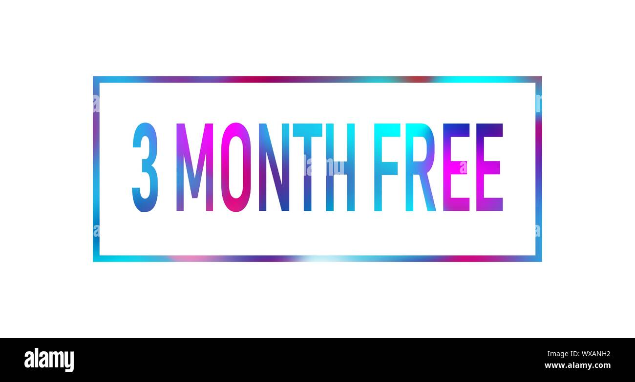 First 3 month free color neon sign icon. Special offer symbol Stock ...