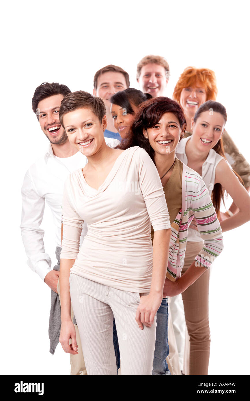 happy people business team group together isolated on white background ...