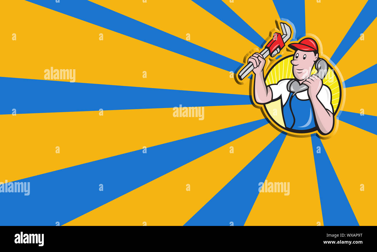 Cartoon illustration of a plumber worker repairman tradesman with ...